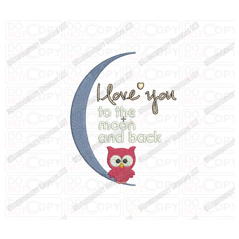 I Love You to the Moon and Back Saying Embroidery Design in 3x3 4x4 and ...