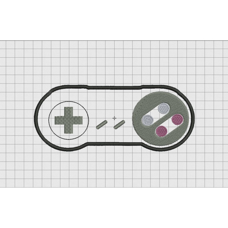 Video Game Controller Nintendo SNES Style Applique Embroidery Design in ...